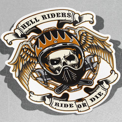 Hell Riders Skull Urban Bike Moto S Vinyl Sticker Decal Window Car Van Bike 3073 | eBay UK