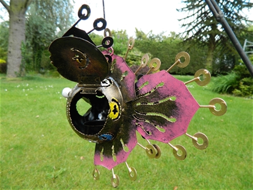 Fish Tea light Candle Holder Metal Hanging Tropical Fish Lantern - Pink ...