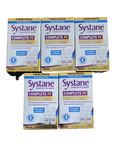LOT OF 5 Systane Complete PF Lubricant Eye Drops Twin Pack 10mL Exp-9/ ...