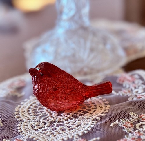 Vintage Art Glass, Ruby Red Cardinal, Etched And Handblown Glass | eBay
