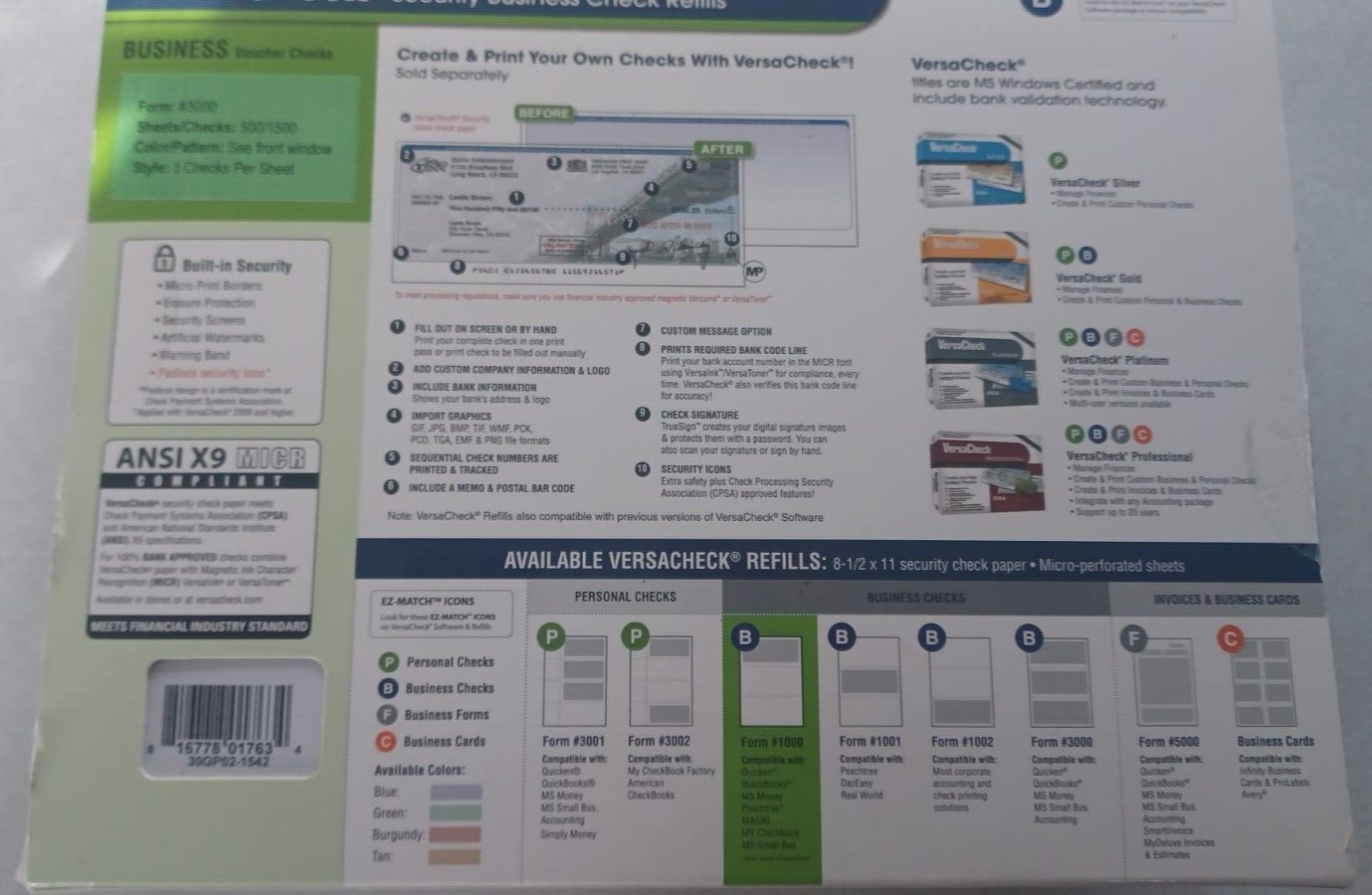 VersaCheck Security Business Check Refills 1500 Checks Form #3000 | eBay