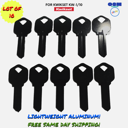 Kwikset KW-1 - 10 PACK BLACK Lightweight Aluminum Titanium Key Blanks ...