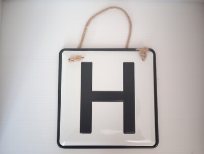 Metal Monogram W/Hanging Rope Letter H 8.7 X 0.39 X 8.7 in Wall Decor ...