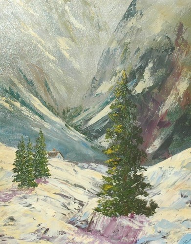 Vintage Oil On Canvas Mountain Landscape by Arizona/Montana Artist ...