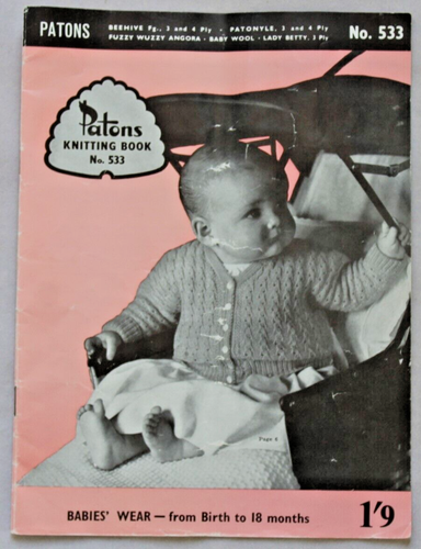 Vintage Patons Knitting Book 533 for Babies' Wear - Birth to 18 Months ...