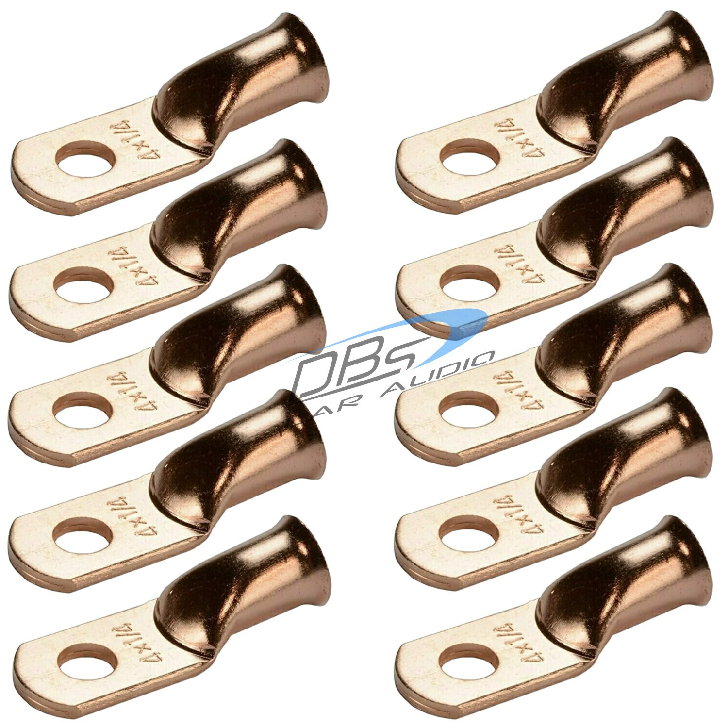 10 4 Gauge 1/4" Hole 100% OFC Copper Ring Terminal 4GA Lug Battery ...