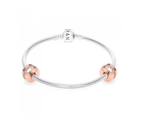 NEW Authentic PANDORA Rose 14k Gold Sparkling Row CZ Clip Charm Pendant ...