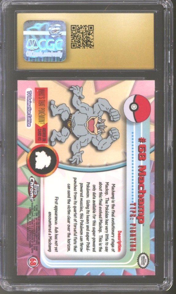Pokemon Topps TV Chrome Machamp #68 CGC 10 PRISTINE BLACK LABEL POP 10 ...