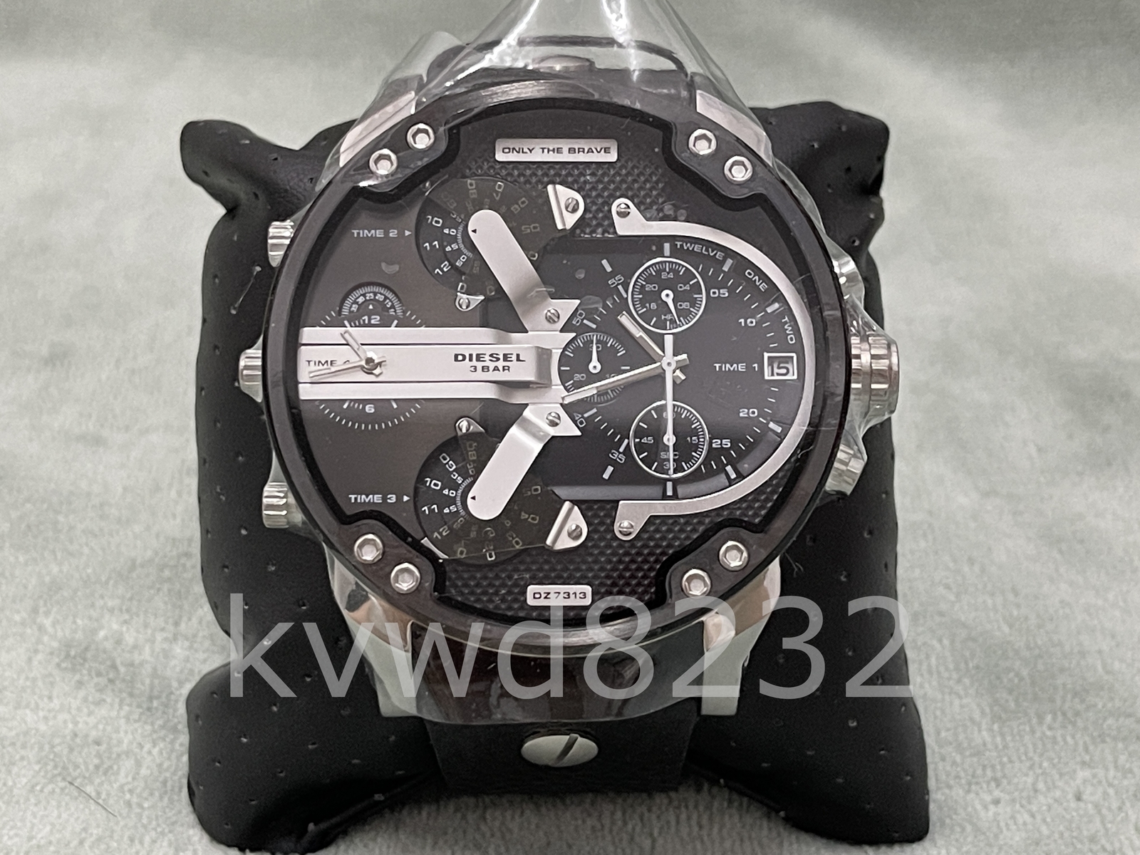 Diesel DZ7313 Black Leather Band Mr.Daddy Oversized Chronograph Men's ...