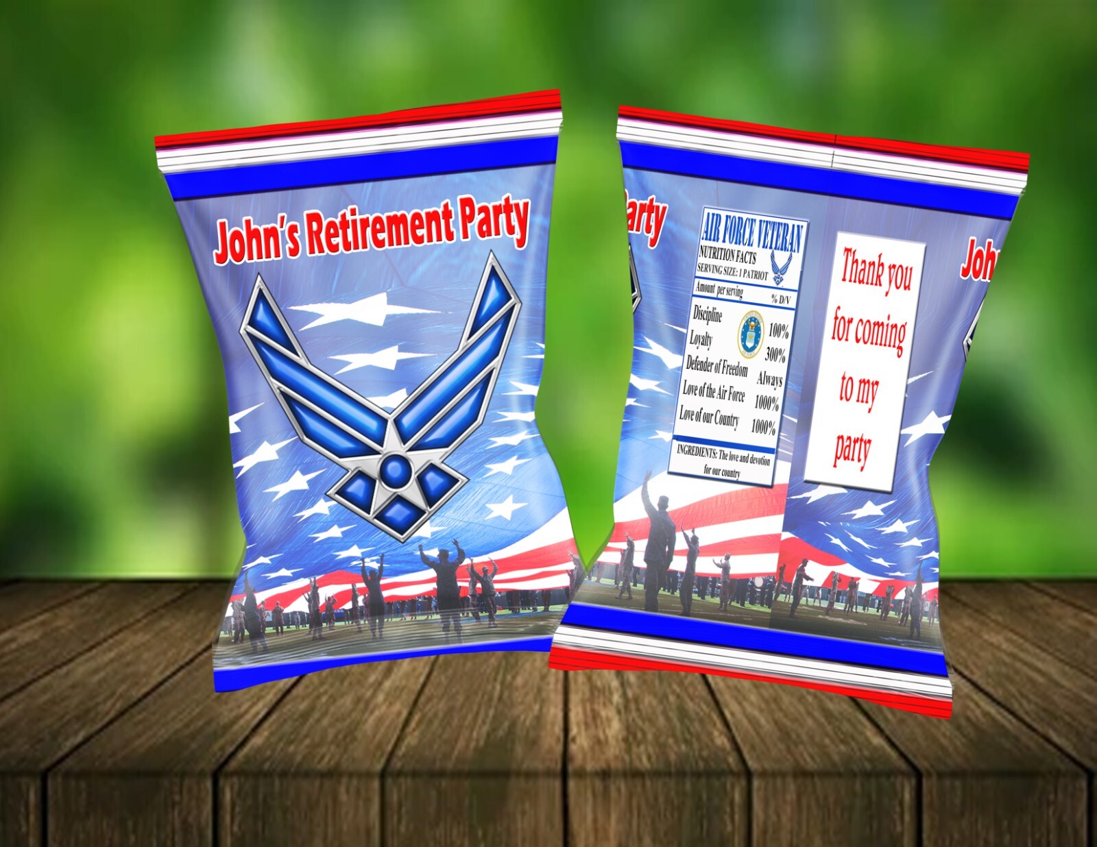 (12) Personalized AIR FORCE Chip Treat Bags Party Favors Printed or D ...