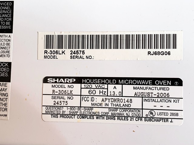 Sharp R-306L 1100 Watts Microwave Oven for sale online | eBay