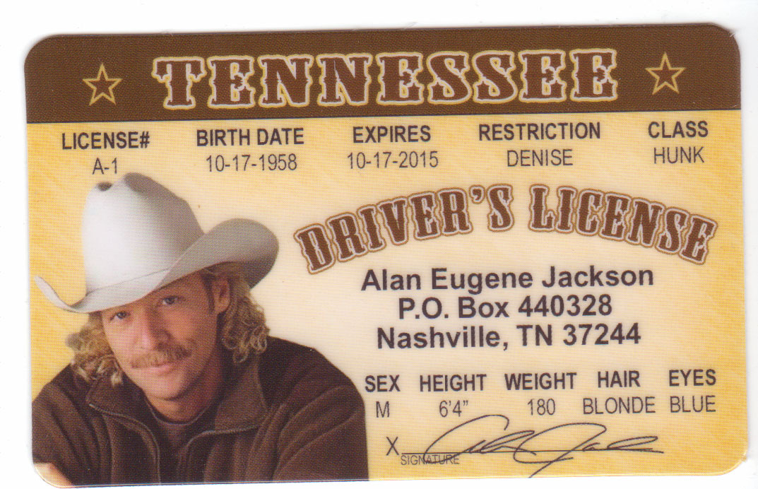 Alan Jackson novelty collectors card Drivers License | eBay