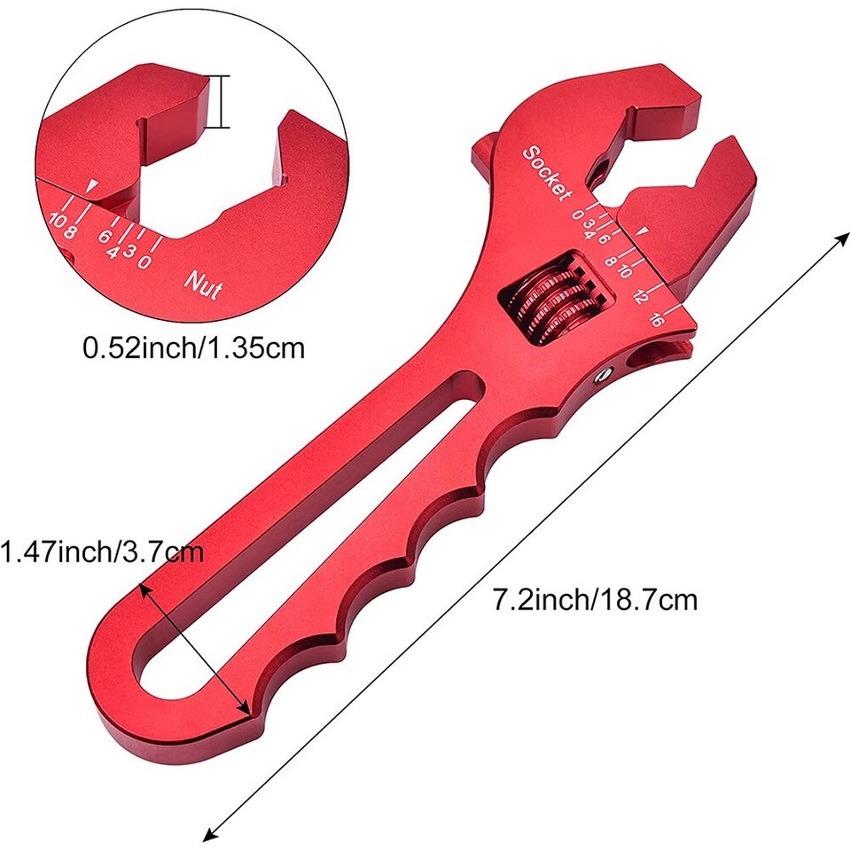 Red Anodized Aluminum Adjustable AN Wrench Set 3AN to 16AN Spanner | eBay