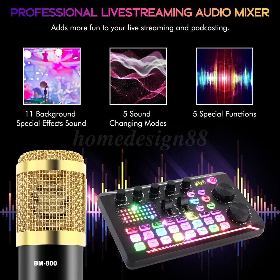 Podcast Equipment Bundle Home Studio Recording Kit Music Mixer ...