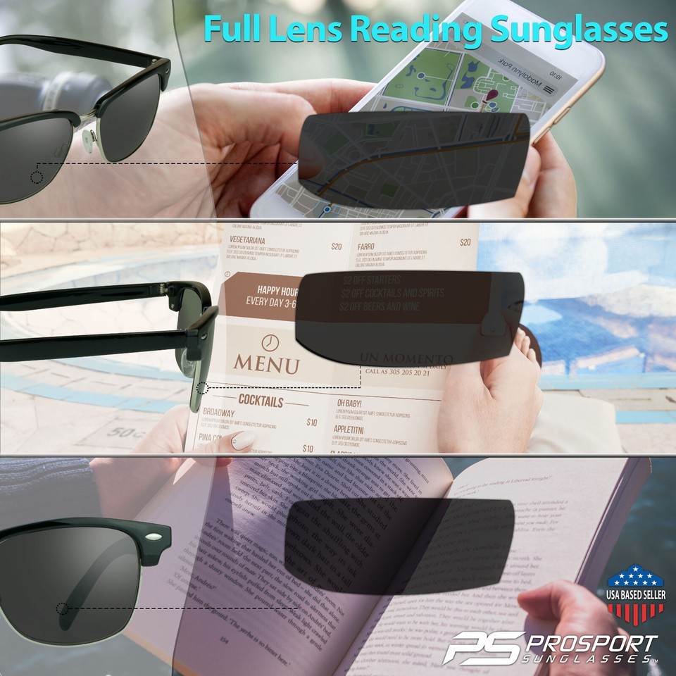 Reading Sunglass Men Women Dark Tinted Full Lens Sun Reader Magnifying ...