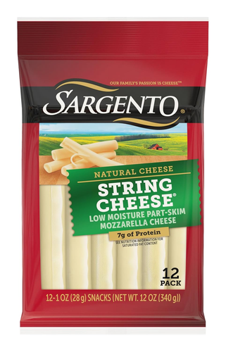 Sargento Natural Mozzarella String Cheese Sticks, 12-Count | eBay