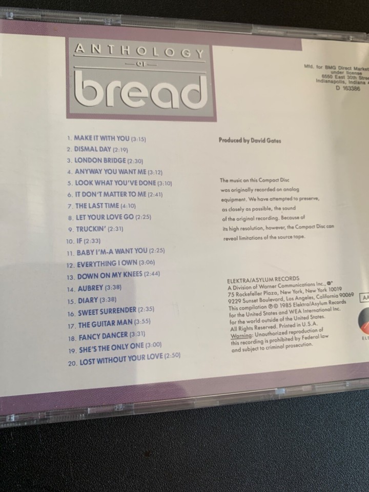 Anthology of Bread by Bread (CD) | eBay