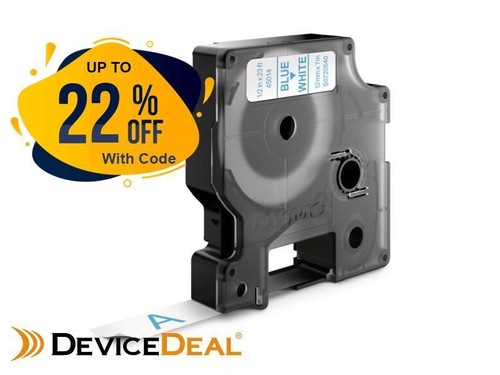 Dymo D1 Standard Label Cassette Tape 12mm x 7m - Blue on White | eBay