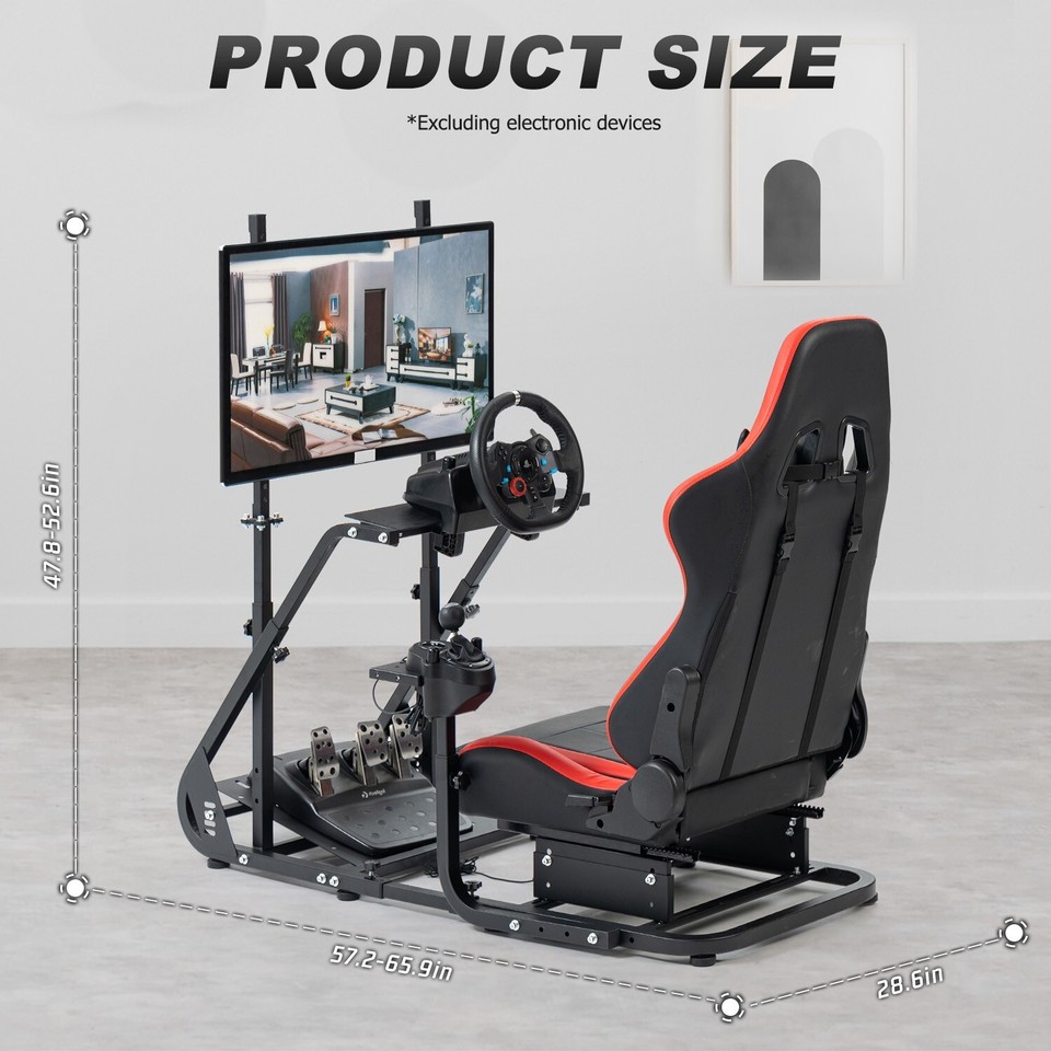 Hottoby Racing Simulator Cockpit with TV Stand & Seat For Logitech ...
