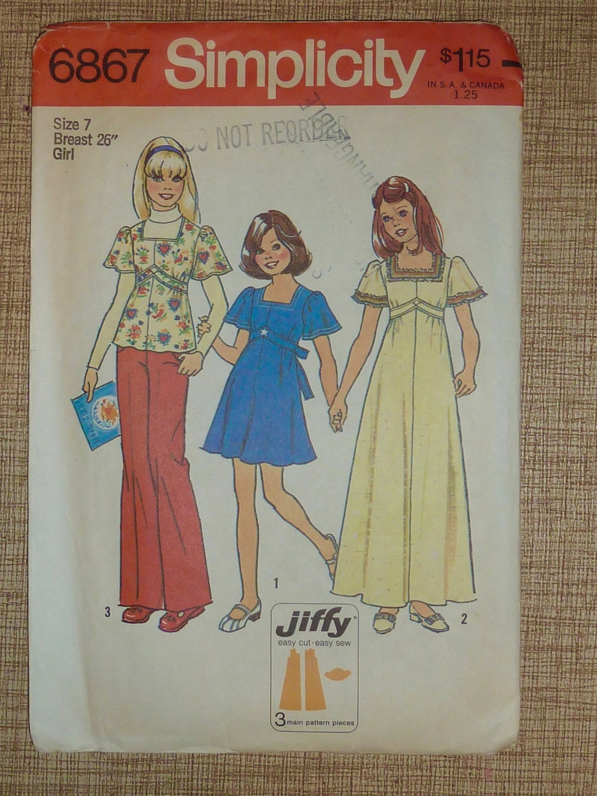 VINTAGE SIMPLICITY PATTERN #6867 - DRESS in 2 LENGTHS or TOP - GIRLS 7 ...