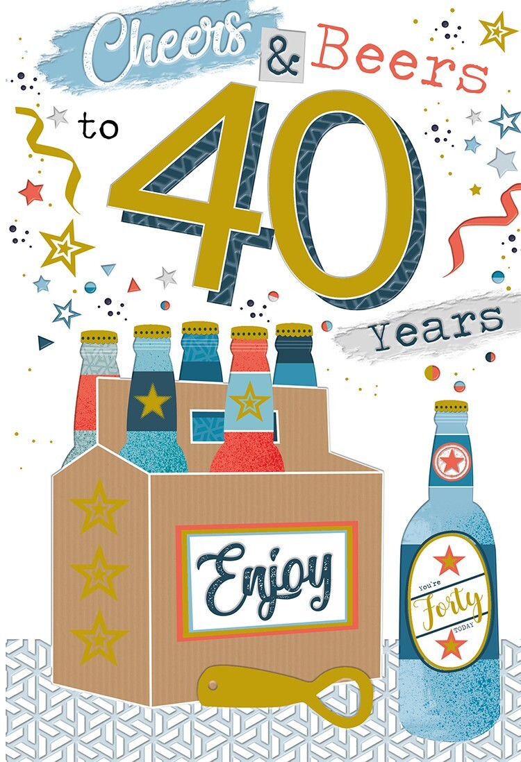 40th Happy Birthday Card Cheers & Beers to 40 Years Beer Design | eBay