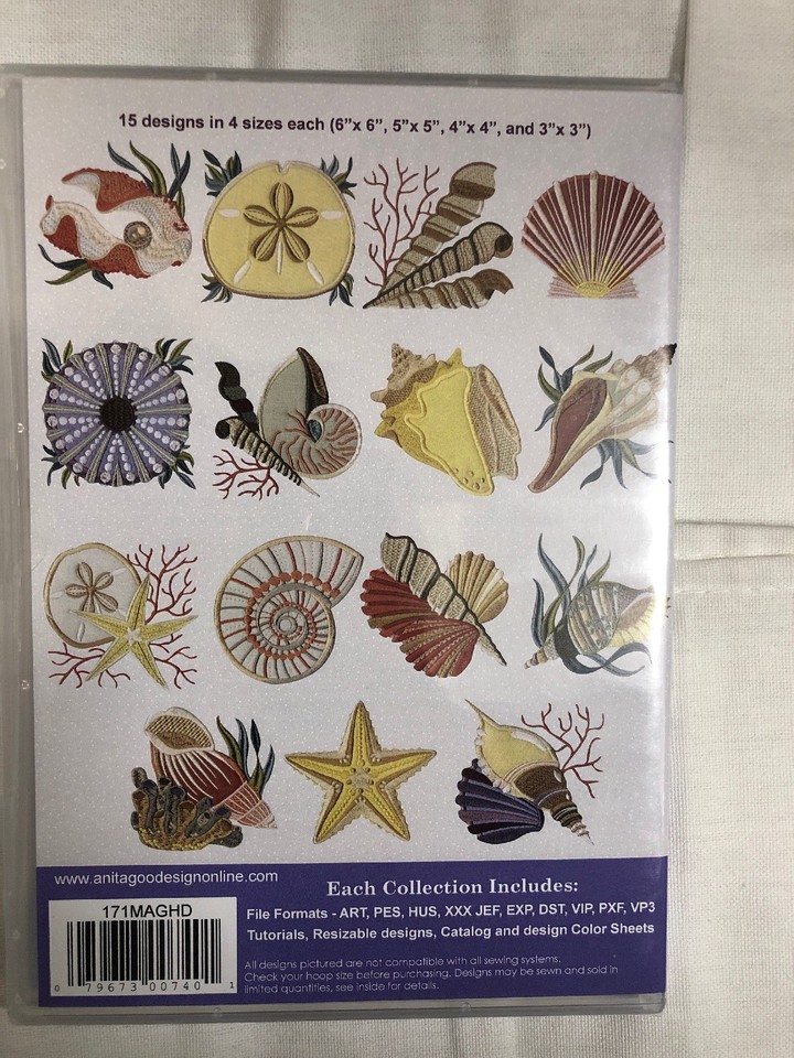 Anita Goodesign Embroidery Design EMBROIDERED ADDITIONS SHELLS 15 ...