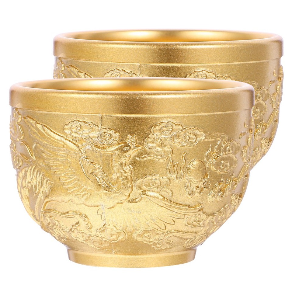 2pcs Wine Glass Copper Tea Cup Embossment Retro Wine Cup Copper Wine ...