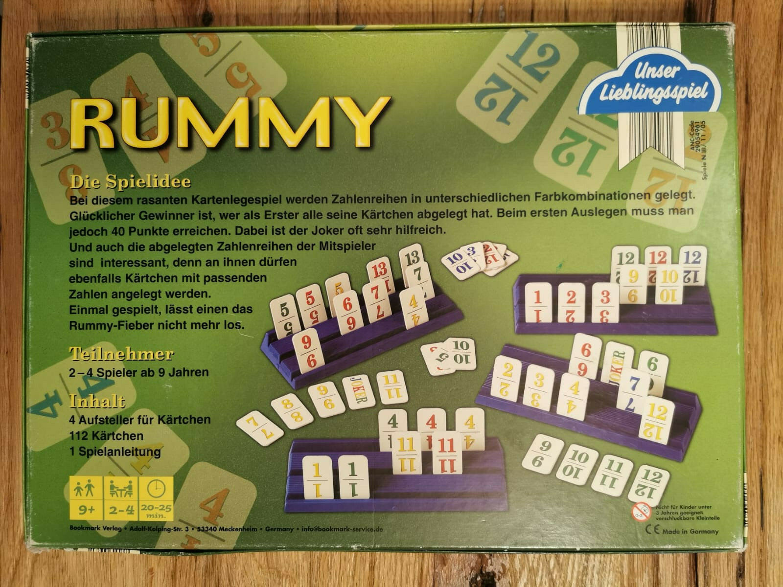 Kartenlegespiel-Familienspiel-Gesellschaftsspiel "Rummy" Top Zustand ...