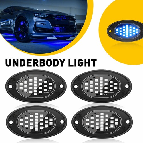 4pc Blue LED Under Car Underbody Underglow System Neon Light Kit ...
