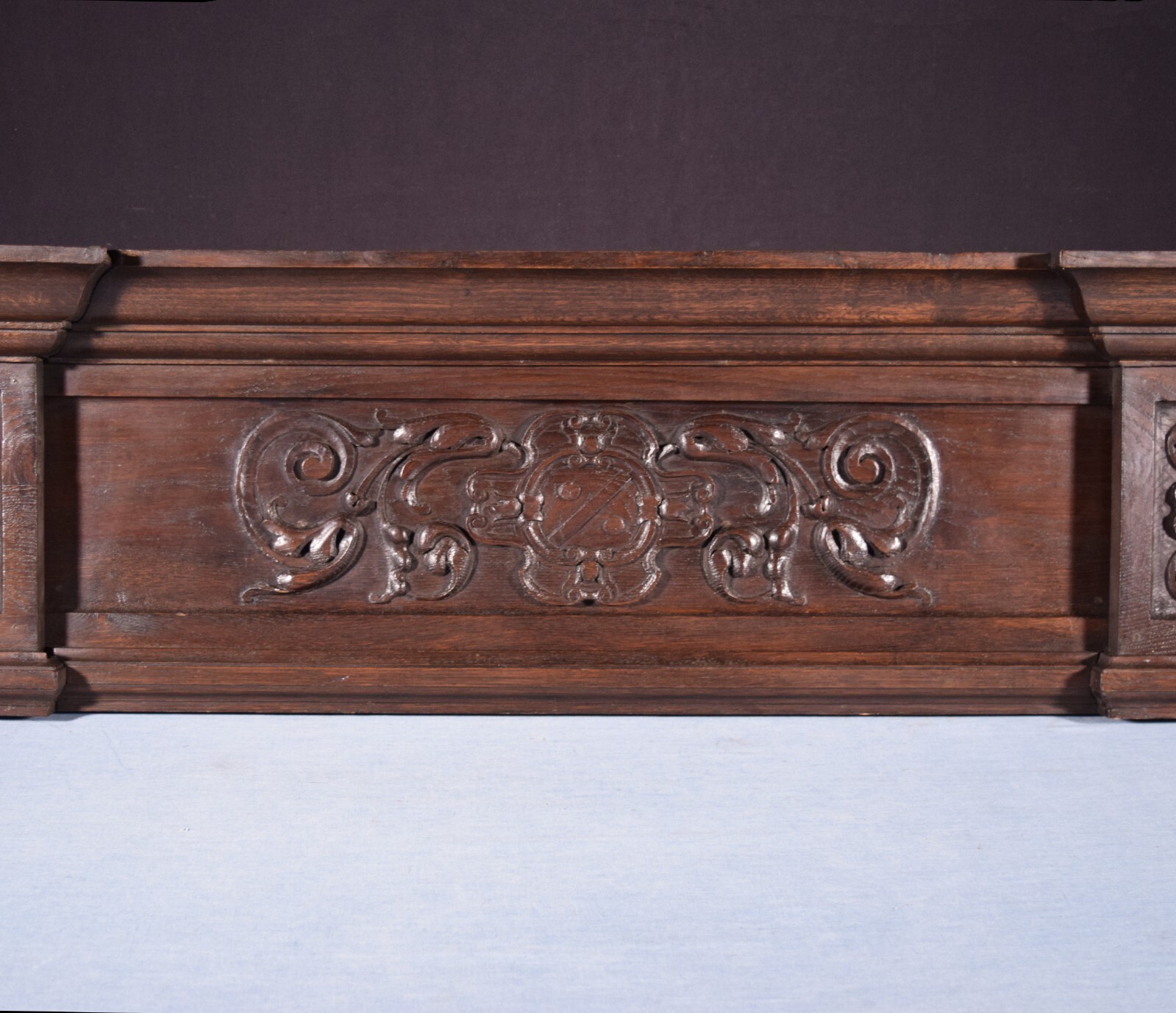 58" Wide Large Antique French Solid Oak Wood Panel/Crest Pediment w ...
