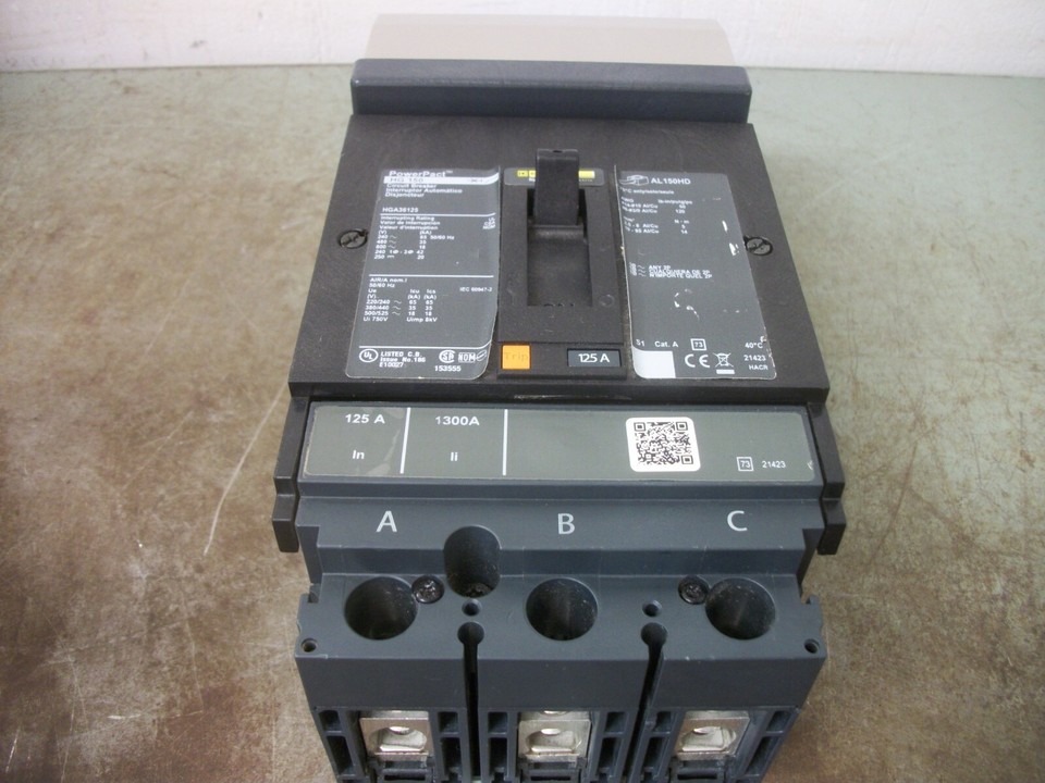 SQUARE D POWERPACT I-LINE HG CIRCUIT BREAKER HGA36125 125AMP 600VOLT ...