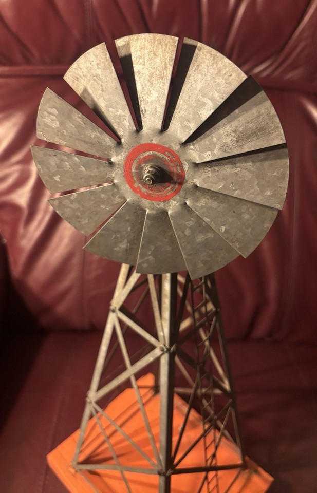 Vintage Metal Windmill Salesman Sample Galvanized Steel 17" Nebraska ...