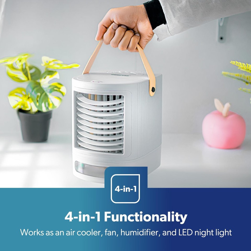 Portable Air Cooler and Humidifier Diffuser USB Conditioner Fan Mist ...