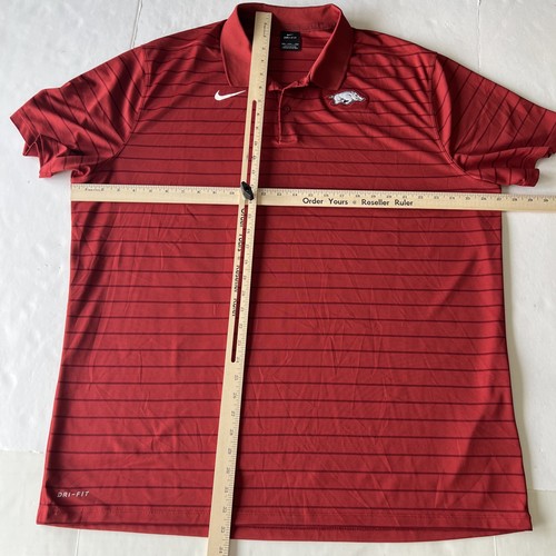 Arkansas Razorbacks Nike Dri Fit Polo Shirt Men’s XXL Red Striped 2XL ...