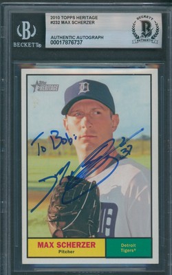 2010 Topps Heritage #232 Max Scherzer Beckett Authentic Autograph ...