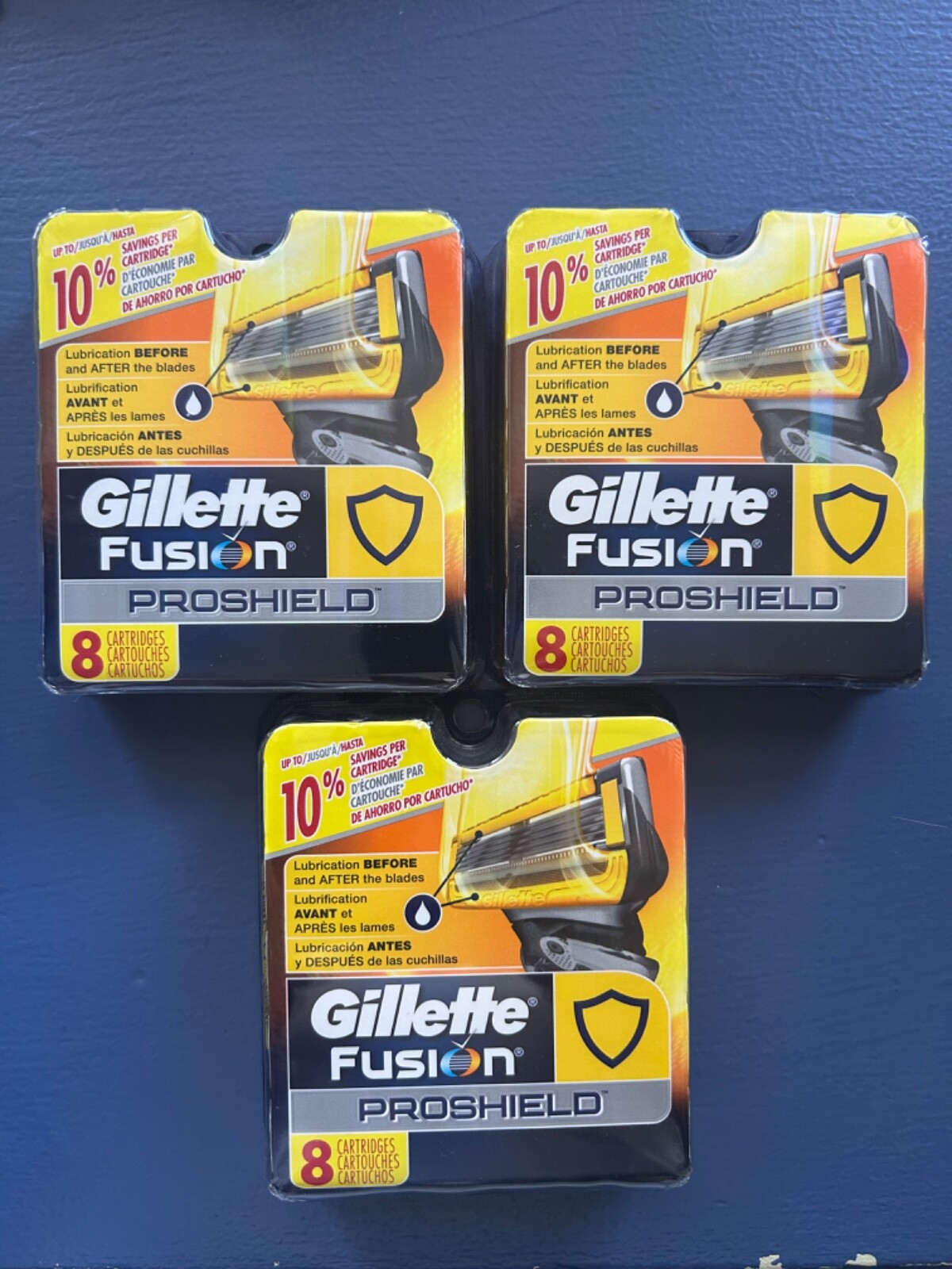 gilette fusion proshield 5 blades, 8 cartridges - 3 pack (24 cartridges ...