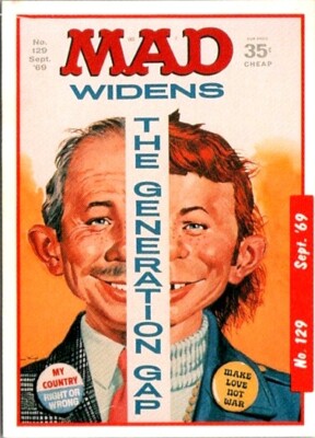 Mad Magazine Trade Card Alfred E. Newman Generation Gap No. 129 Sept ...
