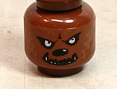 LEGO Werewolf Head Fangs Yellow Eyes Dog WOLF Fur Magical Mythical ...
