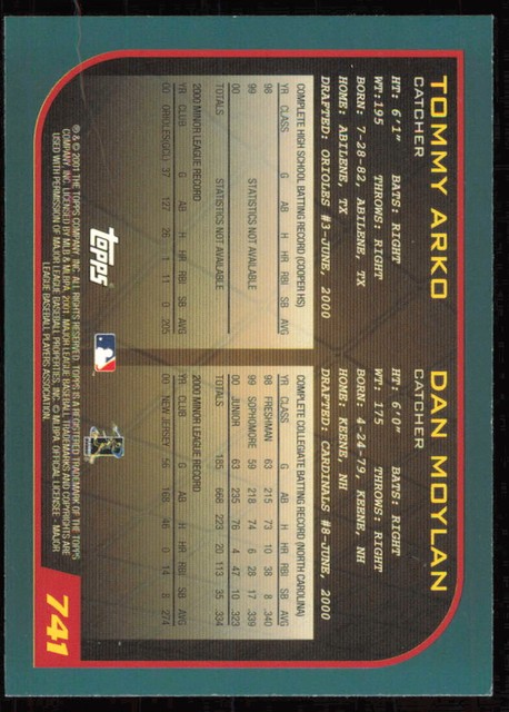2001 Topps - Draft Picks #741 Dan Moylan, Tommy Arko (RC) for sale ...