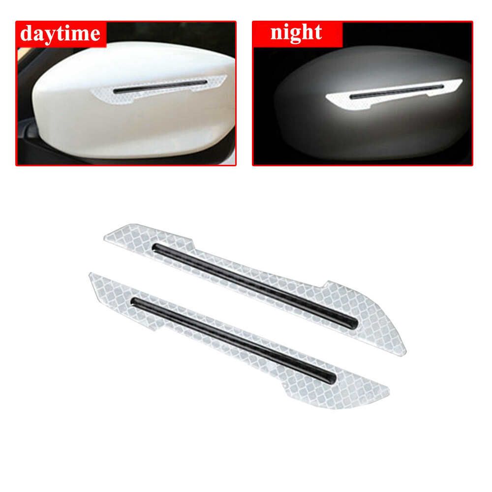 2x Reflective Carbon Fiber Car Side Mirror Warning Sticker Molding ...