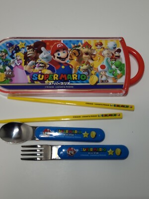 Nintendo Super Mario Trio set chopsticks spoon fork SKATER JAPAN IMPORT ...