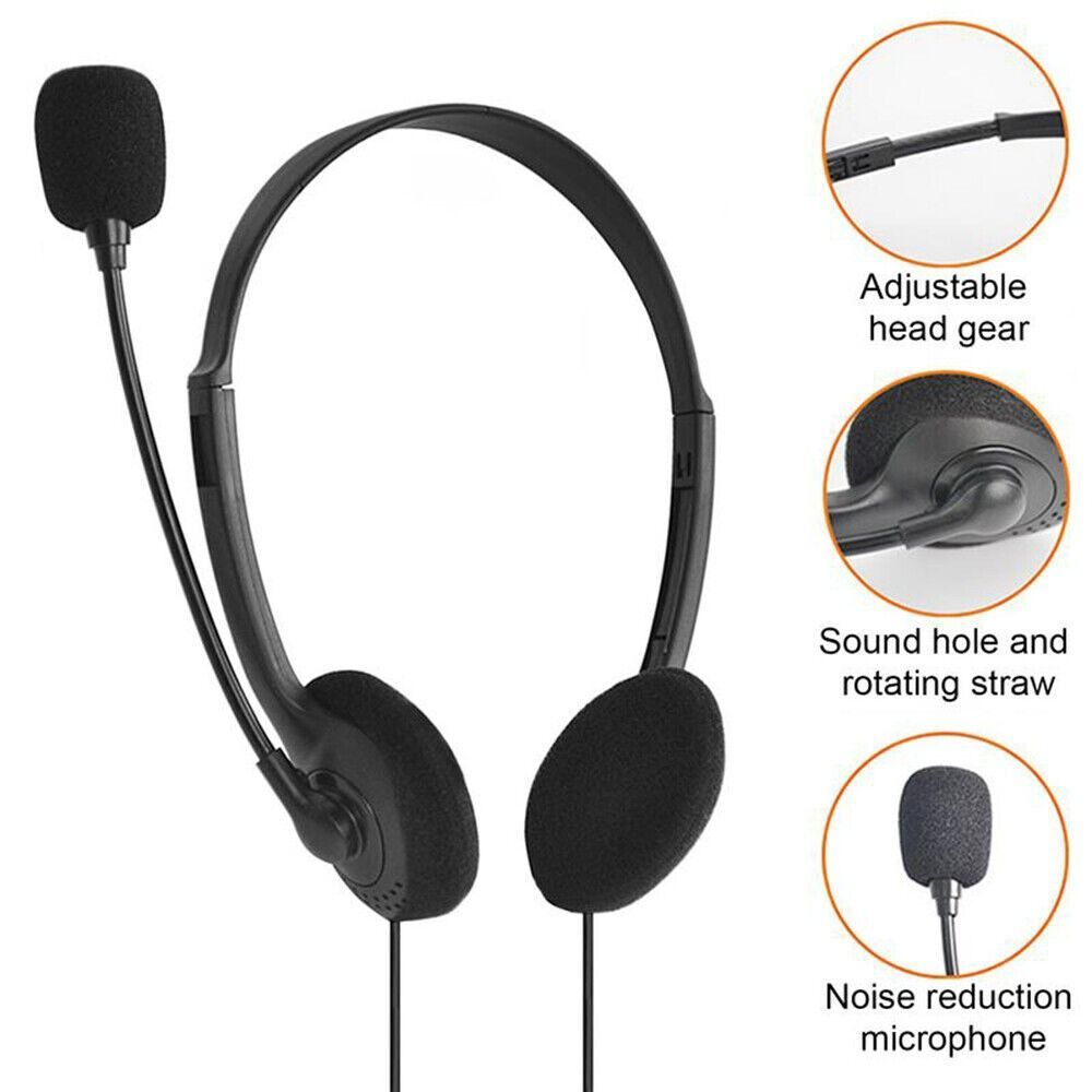 with Microphone Wired Computer Headset Volume Control Earphones USB ...