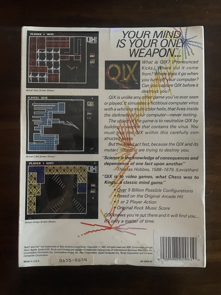 QIX by Taito 1989 Computer Game IBM PC Tandy 5.25" Floppy Disk SEALED ...