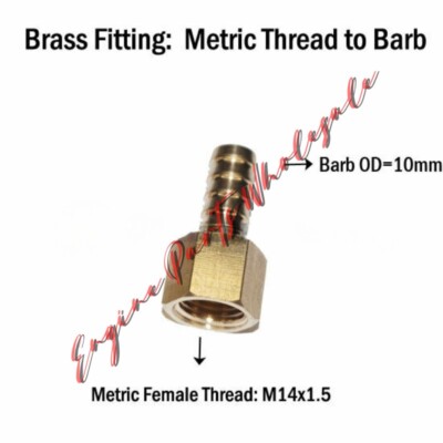 Brass Metric Female Thread M14x1.5 M14 Barb 10mm 3/8" Adapter Pipe Hose ...
