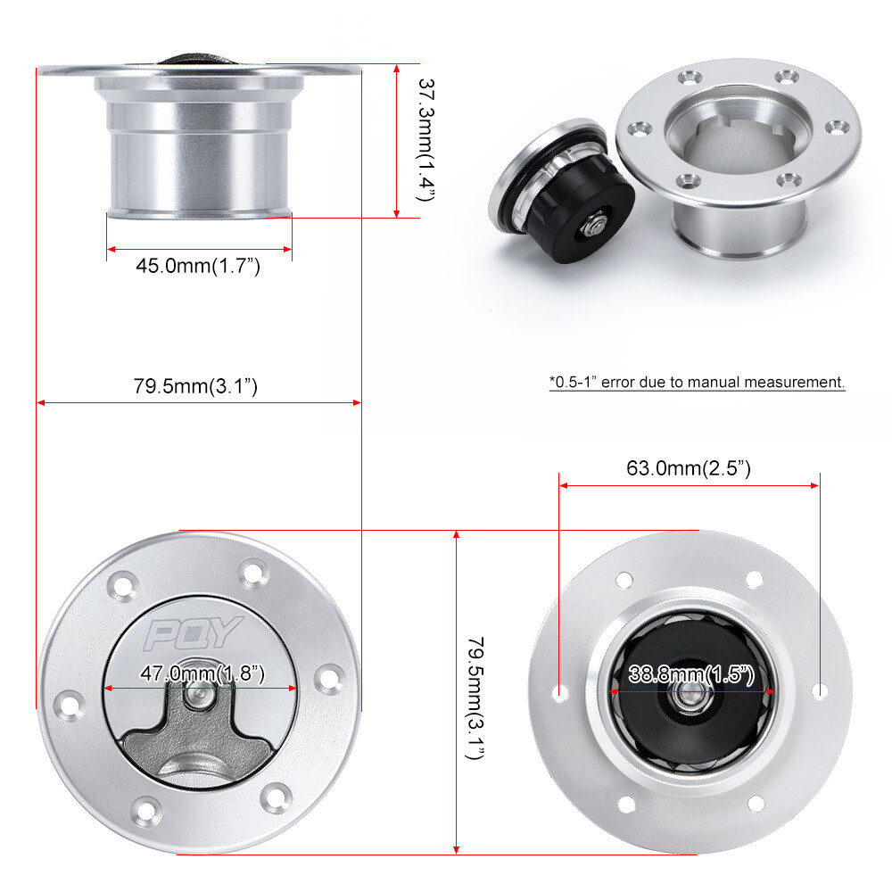 Billet Aluminum Universal Car Fuel Cell Gas Cap Flush Mount With 6Hole ...