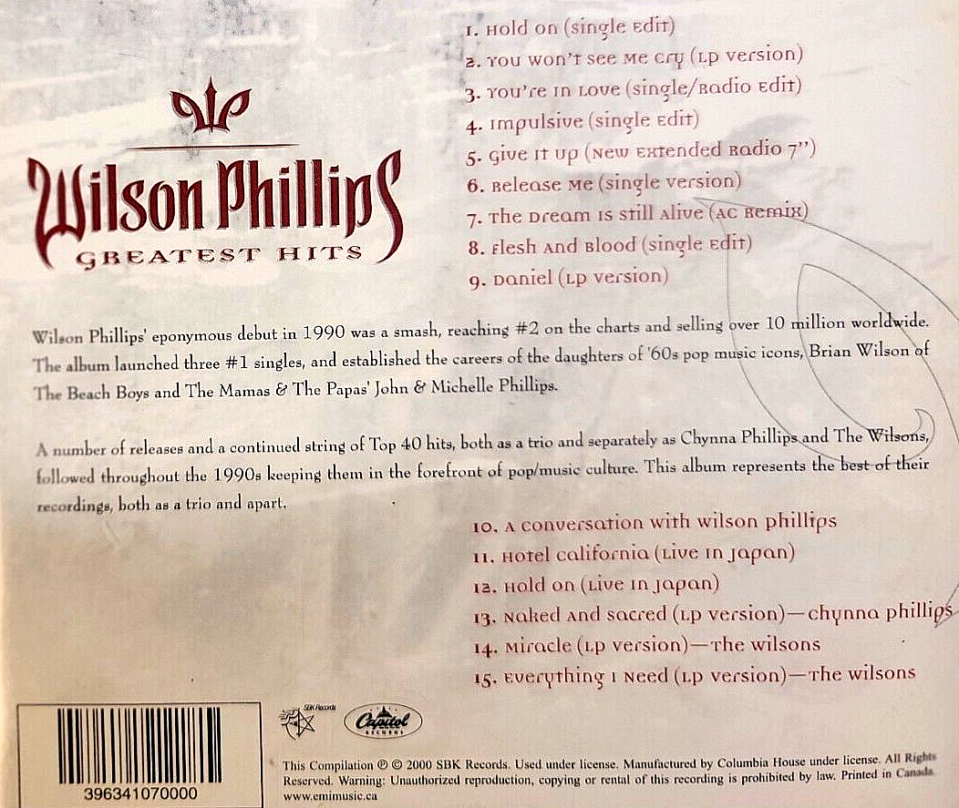 Wilson Phillips Greatest Hits Song Of The Day (11/21/2024): "HOLD ON"
