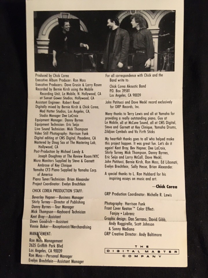 CHICK COREA AKOUSTIC BAND ALIVE CASSETTE TAPE | eBay