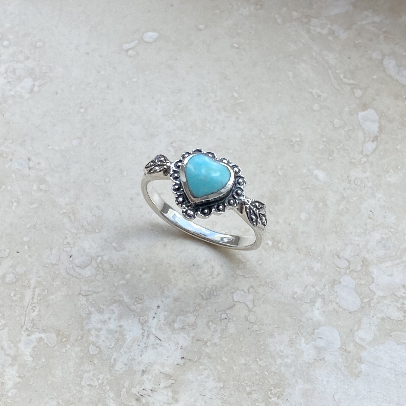 Sterling Silver Turquoise Heart Ring, Victorian Silver Rings, Stone ...
