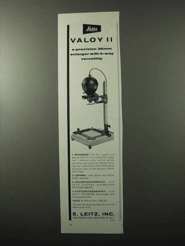 1958 Leitz Valoy II Enlarger Ad - Precision | eBay
