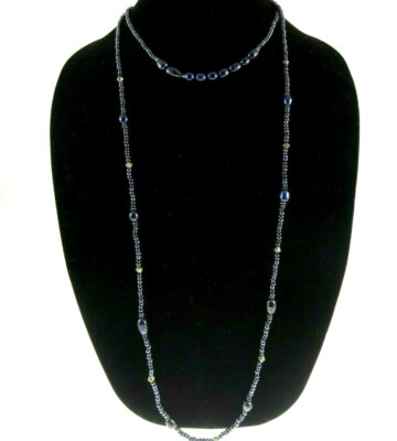 14-18" Chico's Multi-Strand Blue Beaded Necklace Combo Collar Opera ...